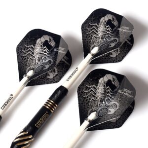 CUESOUL Black Scorpion 20 Grams Steel Tip Darts Set with deluxe PU darts case