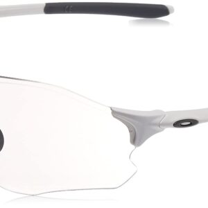 Oakley Men's OO9313 EVZero Path Low Bridge Fit Polarized Rectangular Sunglasses, Matte White/Clear Black Iridium Photochromic, 38 mm