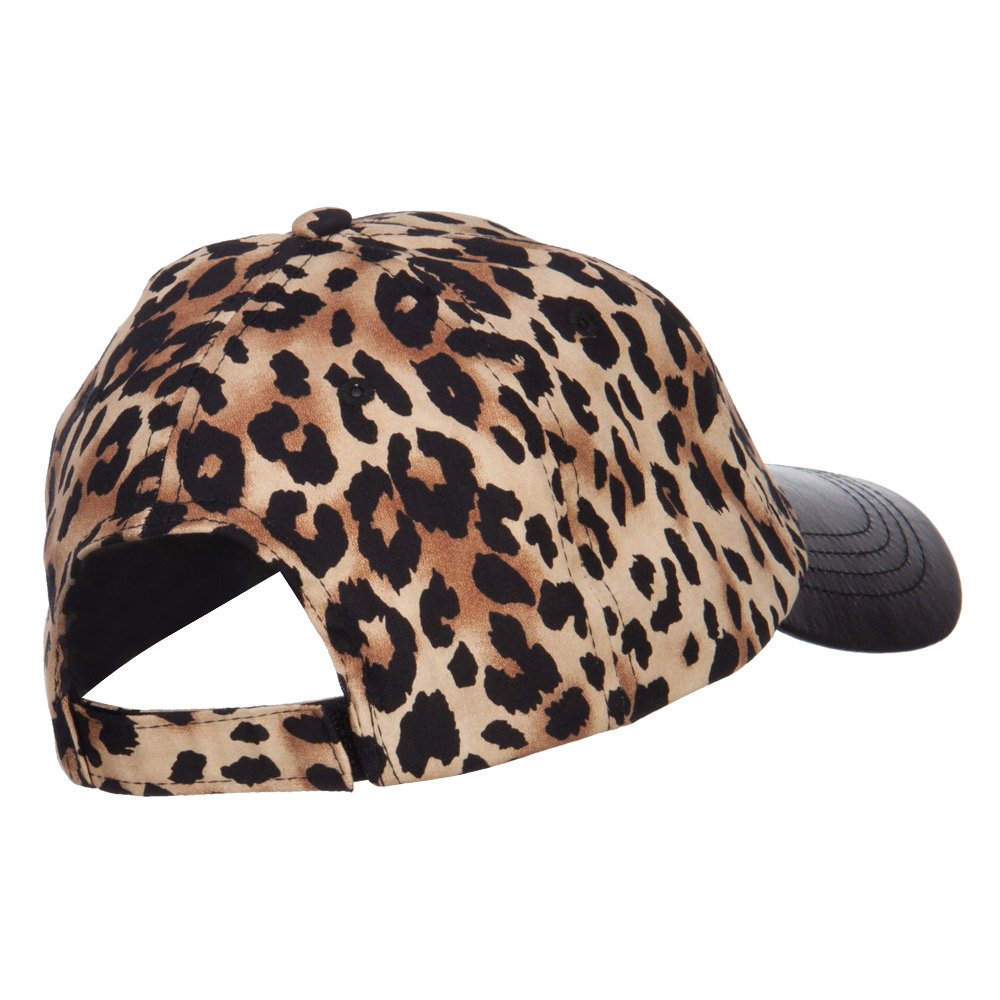 MG Leopard Print Cap with Leather Bill - Brown OSFM