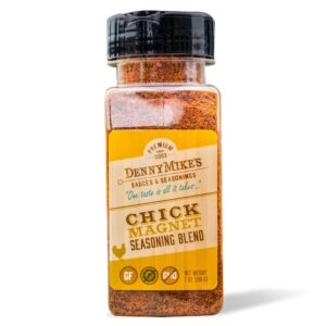 chick magnet rotisserie chicken seasoning rub for cooking, smoking, and grilling, gluten-free, low sodium, keto-friendly chicken seasoning spice blend in 7oz shaker - dennymike’s