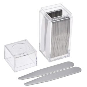 jovivi 36pc stainless steel collar stays in clear plastic box for mens dress shirt, order the sizes you need (2.2")