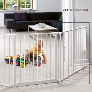 Scandinavian Pet Flex Metal 28.4 x 27.8 Inch Baby and Pet Gate Extension Panel Accessory with Easy Connection and Locks for Quick Installation, White