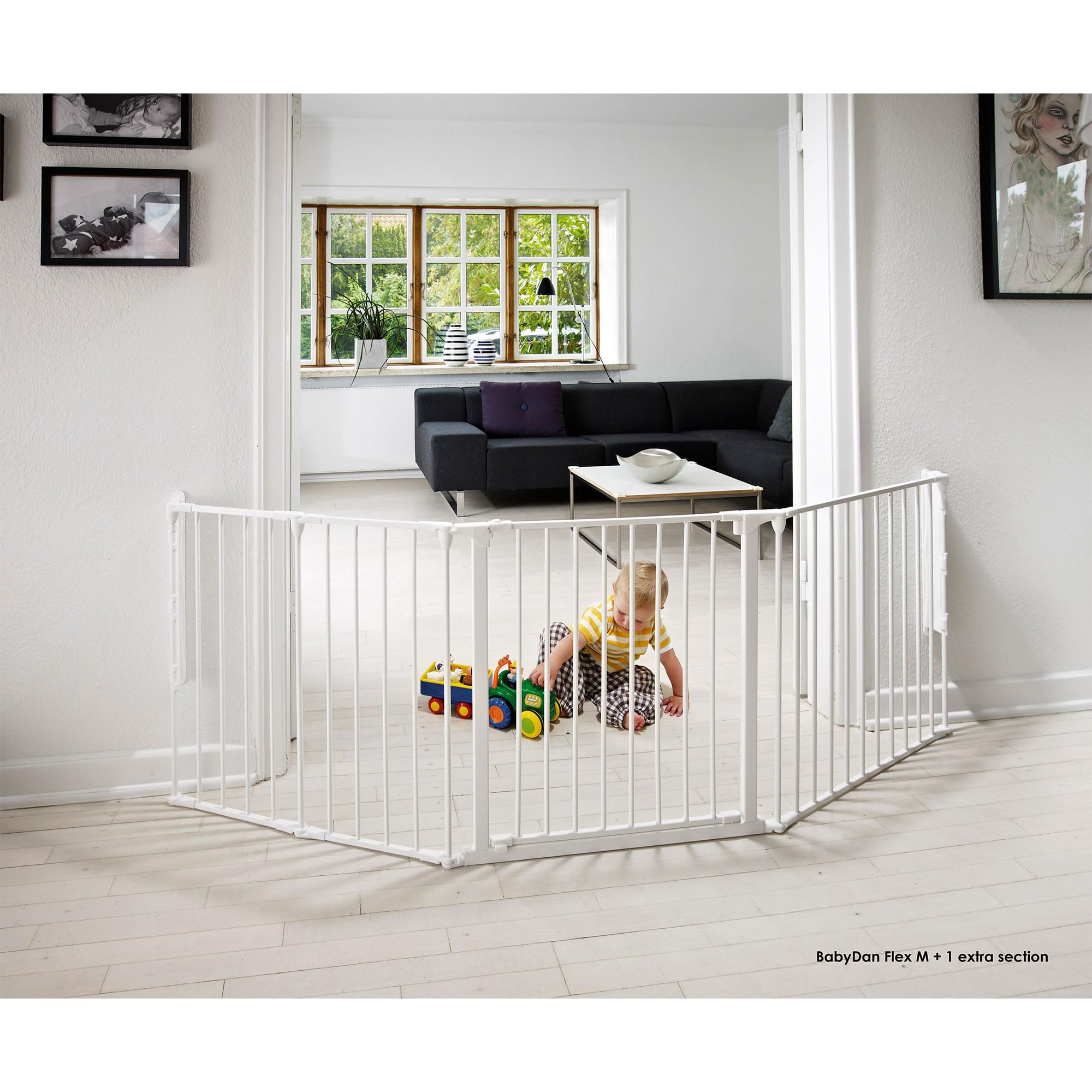 Scandinavian Pet Flex Metal 28.4 x 27.8 Inch Baby and Pet Gate Extension Panel Accessory with Easy Connection and Locks for Quick Installation, White