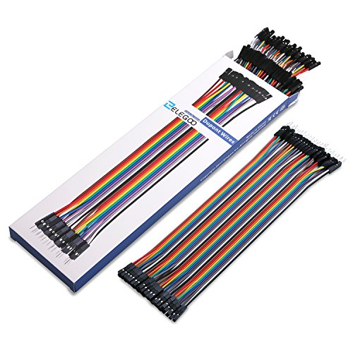 ELEGOO 120pcs Multicolored Dupont Wire 40pin Male to Female, 40pin Male to Male, 40pin Female to Female Breadboard Jumper Ribbon Cables Kit Compatible with Arduino Projects