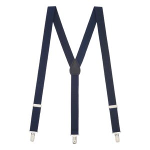 suspender store solid color suspenders - 1-inch wide elastic - y-back - clip - 42" for 5'0" to 5'9" tall - navy