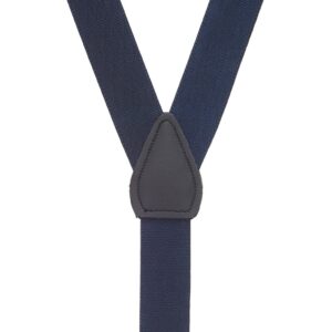 Suspender Store Solid Color Suspenders - 1-Inch Wide Elastic - Y-Back - Clip - 42" for 5'0" to 5'9" tall - Navy