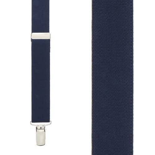 Suspender Store Solid Color Suspenders - 1-Inch Wide Elastic - Y-Back - Clip - 42" for 5'0" to 5'9" tall - Navy