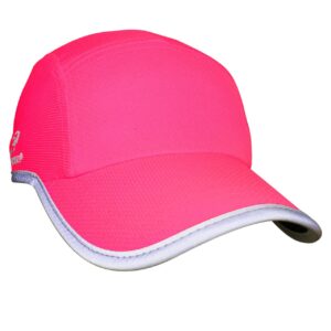 headsweats performance race/running/outdoor sports hat, high visibility neon pink reflective