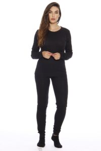 just love 95862-black-m women's thermal underwear pajamas set base layer thermals