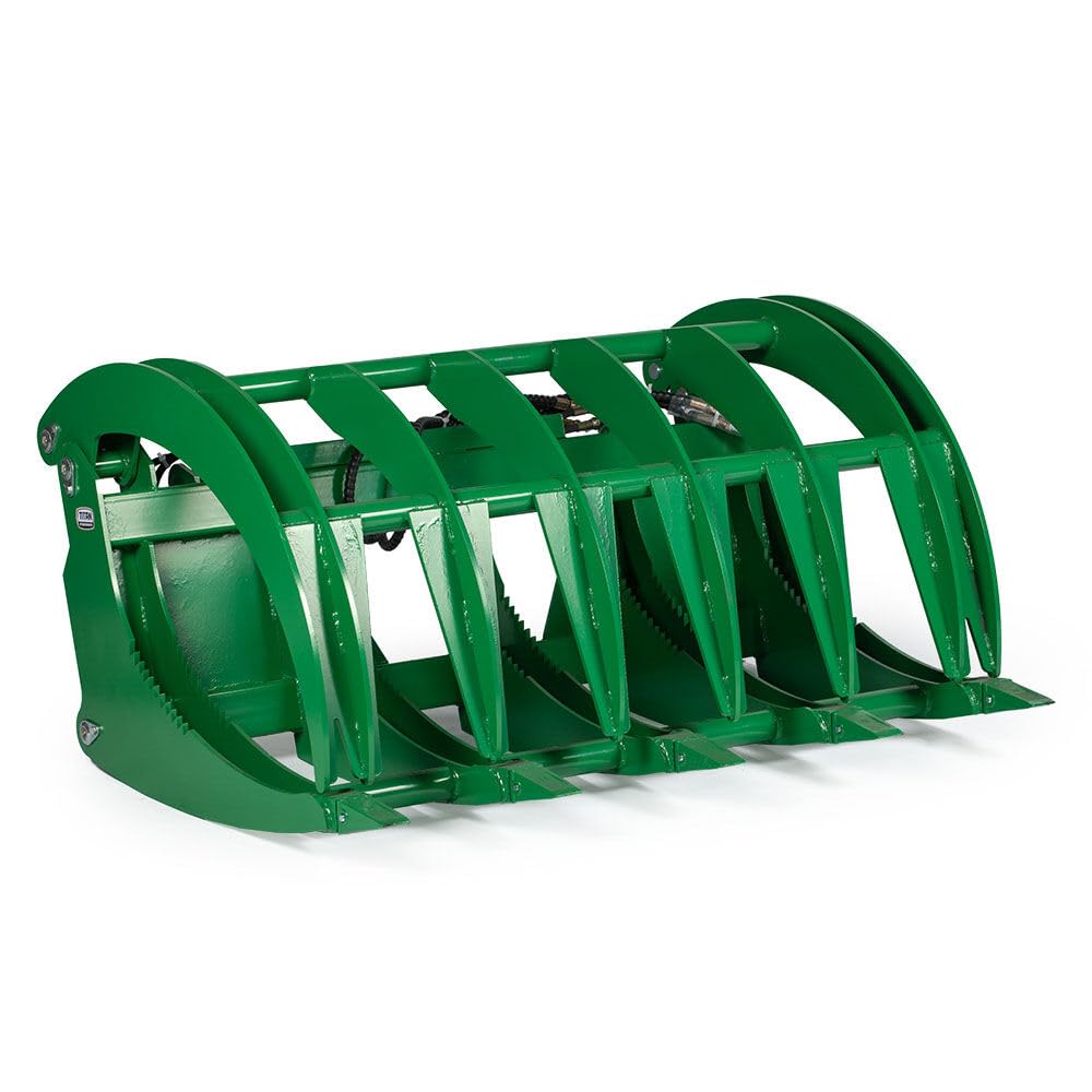 Titan Attachments 60" HD Root Grapple Rake Attachment Fits John Deere Hook and Pin Connection, Recommended for Series 2, 3, and 4 Tractors, Twin 3,000 PSI Cylinders, Carry Rocks, Logs, Brush, Debris