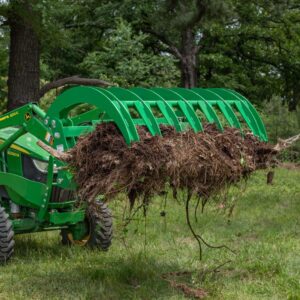 Titan Attachments 60" HD Root Grapple Rake Attachment Fits John Deere Hook and Pin Connection, Recommended for Series 2, 3, and 4 Tractors, Twin 3,000 PSI Cylinders, Carry Rocks, Logs, Brush, Debris