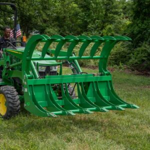 Titan Attachments 60" HD Root Grapple Rake Attachment Fits John Deere Hook and Pin Connection, Recommended for Series 2, 3, and 4 Tractors, Twin 3,000 PSI Cylinders, Carry Rocks, Logs, Brush, Debris