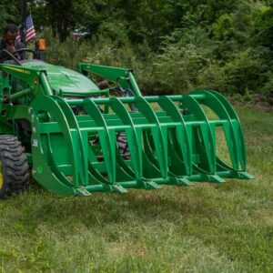 Titan Attachments 60" HD Root Grapple Rake Attachment Fits John Deere Hook and Pin Connection, Recommended for Series 2, 3, and 4 Tractors, Twin 3,000 PSI Cylinders, Carry Rocks, Logs, Brush, Debris