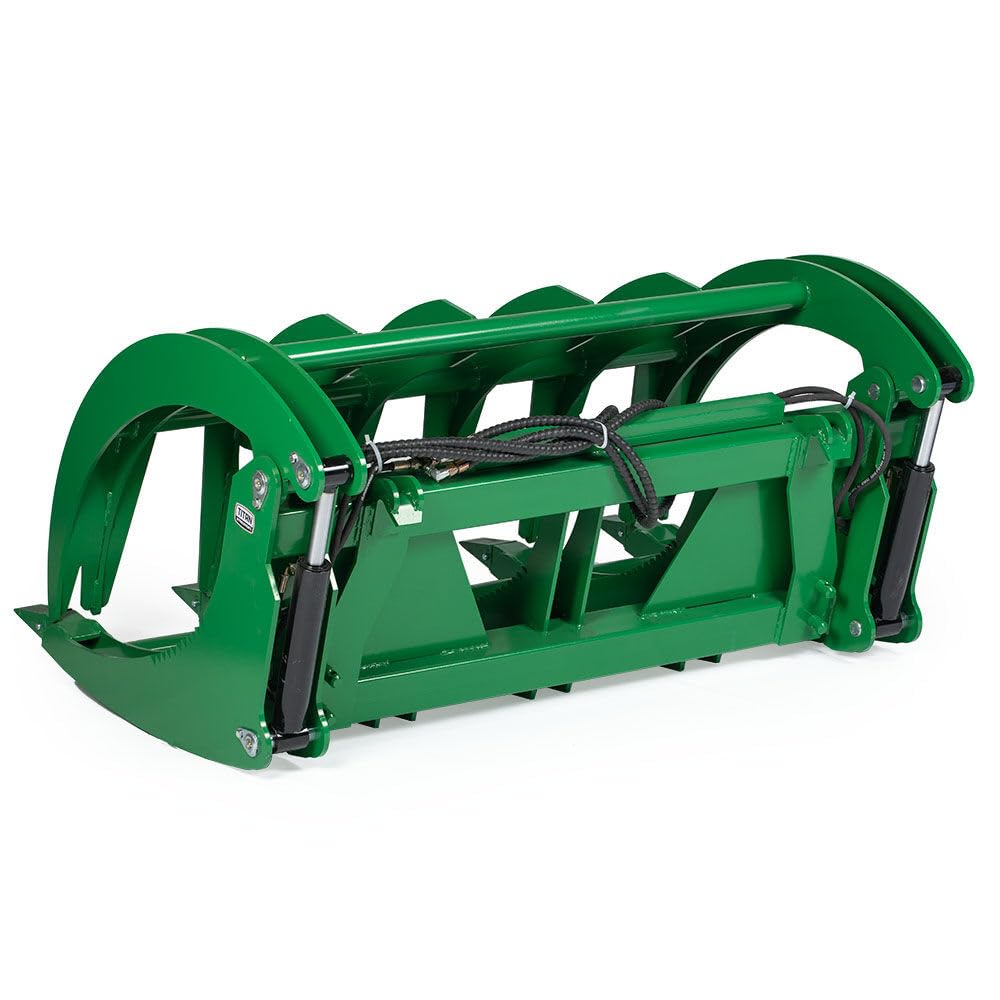 Titan Attachments 60" HD Root Grapple Rake Attachment Fits John Deere Hook and Pin Connection, Recommended for Series 2, 3, and 4 Tractors, Twin 3,000 PSI Cylinders, Carry Rocks, Logs, Brush, Debris