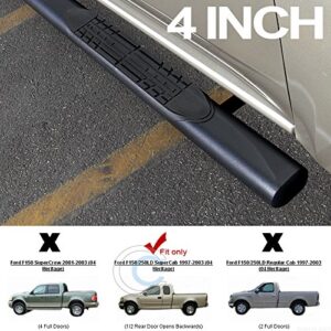 VXMOTOR for 1997-2004 F150 F250 Super/EXT CAB 4" Matte Black - Oval - Matte Black - Side Step NERF BAR Running Board