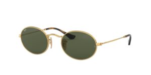 ray-ban rb3547n oval flat lens sunglasses, gold/g-15 green, 48 mm