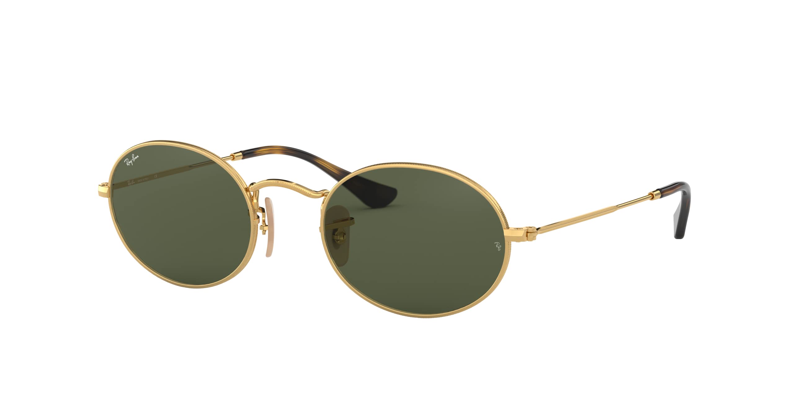 Ray-Ban RB3547N Oval Flat Lens Sunglasses, Gold/G-15 Green, 48 mm