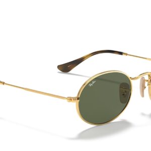 Ray-Ban RB3547N Oval Flat Lens Sunglasses, Gold/G-15 Green, 48 mm