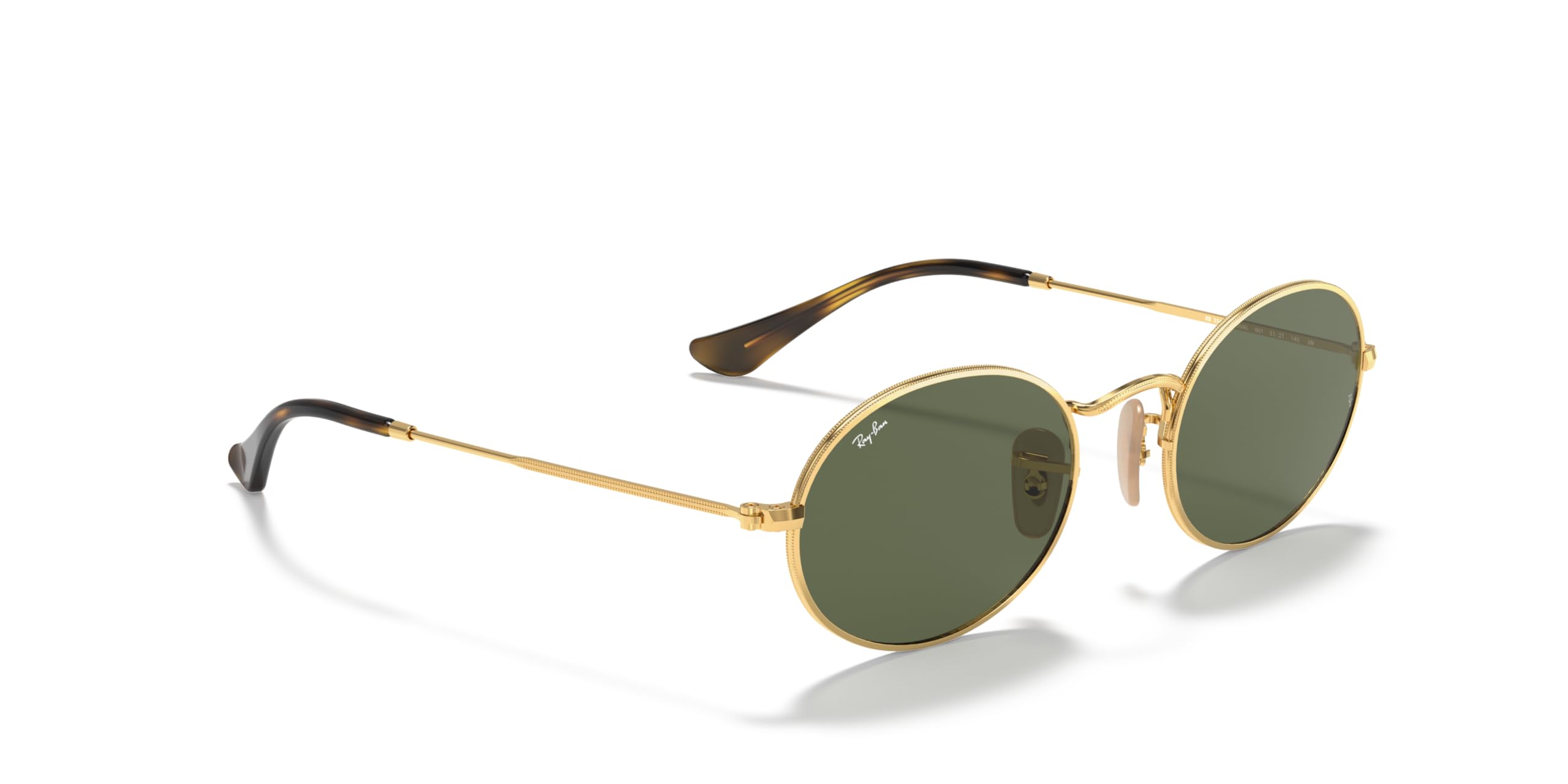 Ray-Ban RB3547N Oval Flat Lens Sunglasses, Gold/G-15 Green, 51 mm