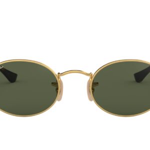 Ray-Ban RB3547N Oval Flat Lens Sunglasses, Gold/G-15 Green, 51 mm