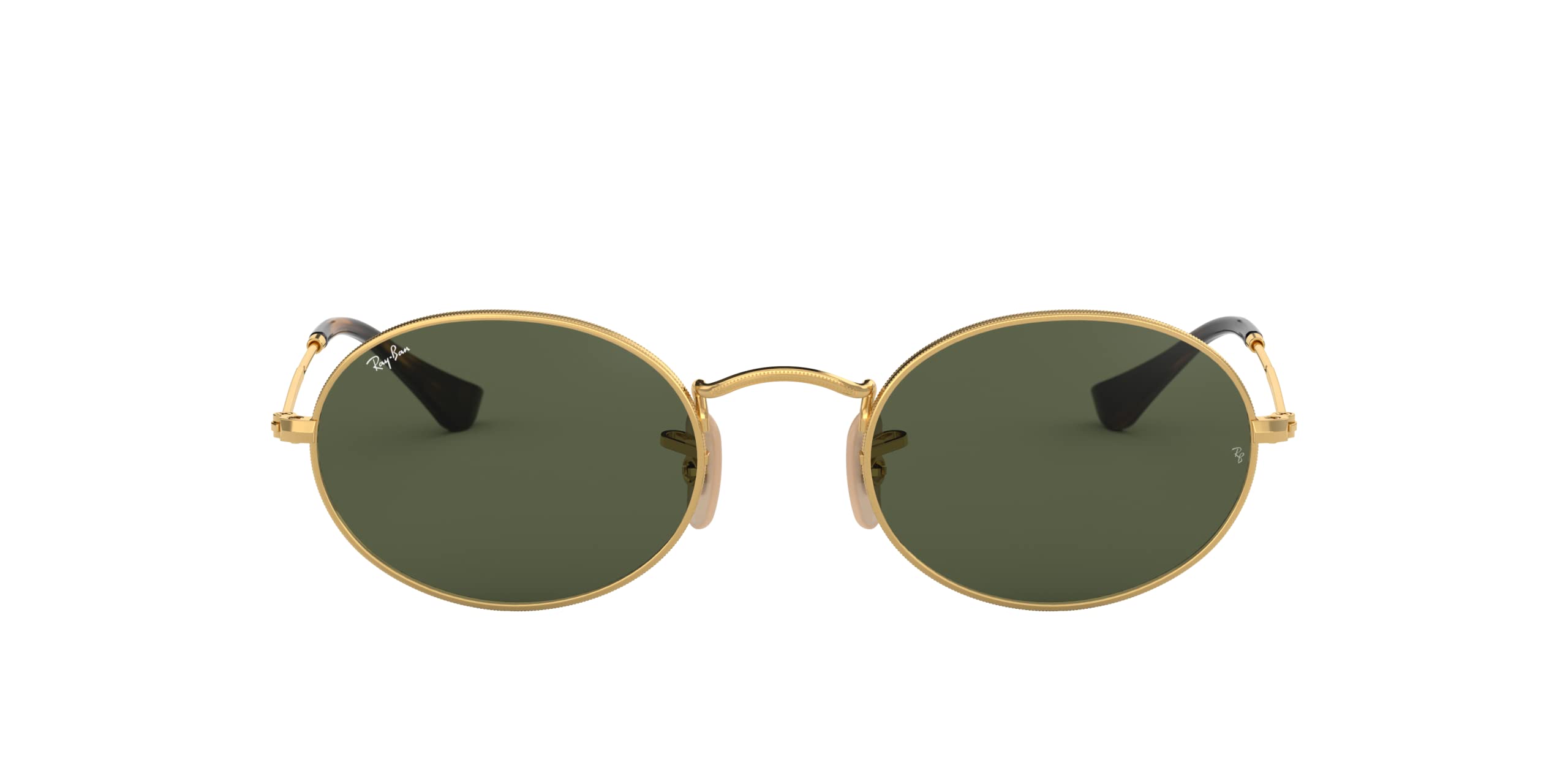 Ray-Ban RB3547N Oval Flat Lens Sunglasses, Gold/G-15 Green, 51 mm