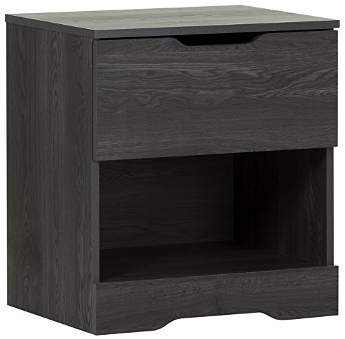 South Shore Trinity 1-Drawer Nightstand, Gray Oak with Cut-Out Handles