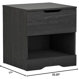 South Shore Trinity 1-Drawer Nightstand, Gray Oak with Cut-Out Handles