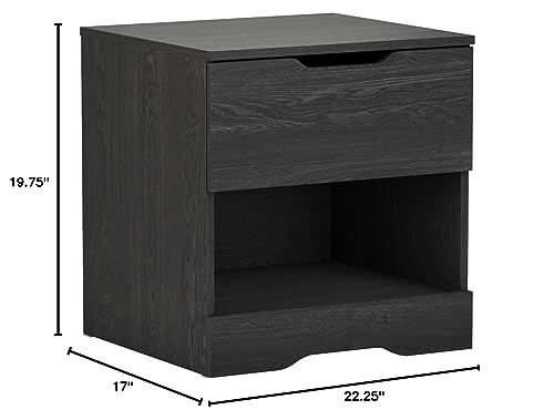 South Shore Trinity 1-Drawer Nightstand, Gray Oak with Cut-Out Handles