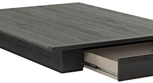 South Shore 54"/60'' Holland Platform Bed with drawer, Full/Queen, Gray Oak