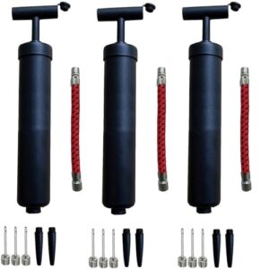 appleround ball pump kit, hand air pump with flexible extension hose, needle nose nozzles and tapered nozzles for basketball, football, volleyball, ballon, soccer and other sports ball, pack of 3