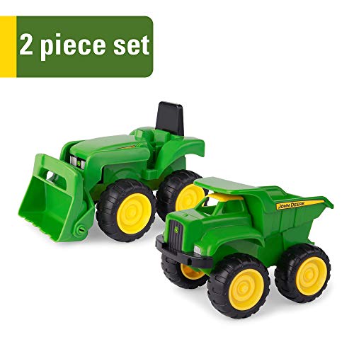 John Deere Sandbox Toys - Includes Dump Truck Toy and Tractor Toy with Loader, Kids Outdoor Toys - Easter Gifts for Kids, Frustration Free Packaging ,Green, Ages 18 Months and Up, 2 Count ( Pack of 1)