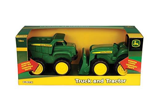 John Deere Sandbox Toys - Includes Dump Truck Toy and Tractor Toy with Loader, Kids Outdoor Toys - Easter Gifts for Kids, Frustration Free Packaging ,Green, Ages 18 Months and Up, 2 Count ( Pack of 1)