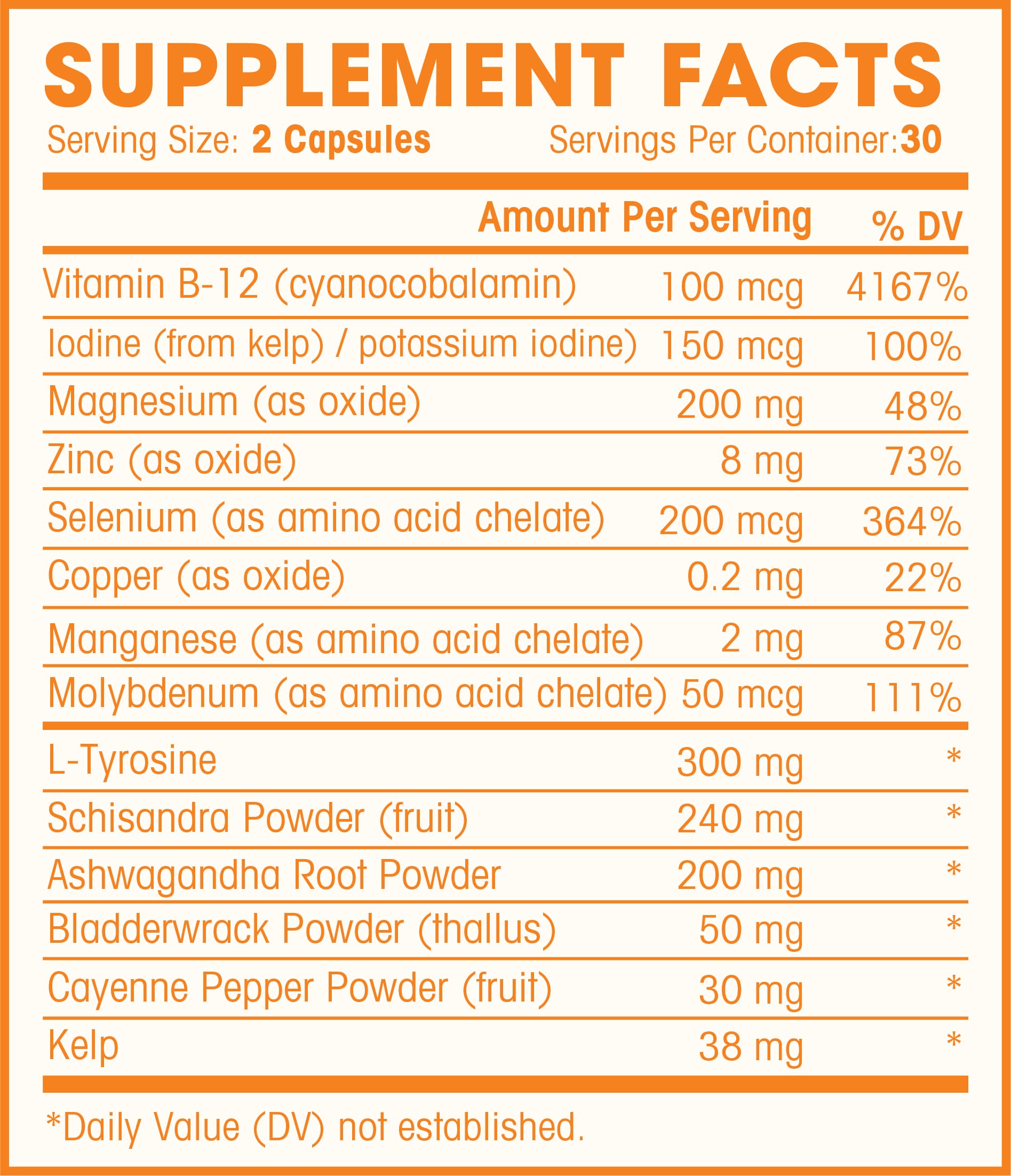 Thyroid Support Complex With Iodine For Energy Levels, Weight Loss, Metabolism, Fatigue & Brain Function - Natural Health Supplement Formula: L-Tyrosine, Selenium, Kelp, Bladderwrack, Ashwagandha, etc