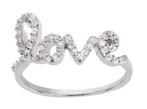 closeoutwarehouse cubic zirconia love in script ring sterling silver size 12