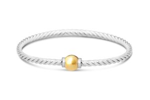 michael's jewelers-provincetown beach ball twist bracelet from cape cod two- tone 14k solid ball gold-925 sterling silver bangle (7)