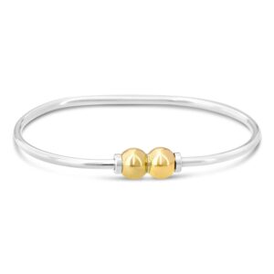 michael's jewelers-provincetown made on cape cod. beach ball two tone two ball bracelet 14k solid yellow gold balls and 925 sterling silver bangle (8)