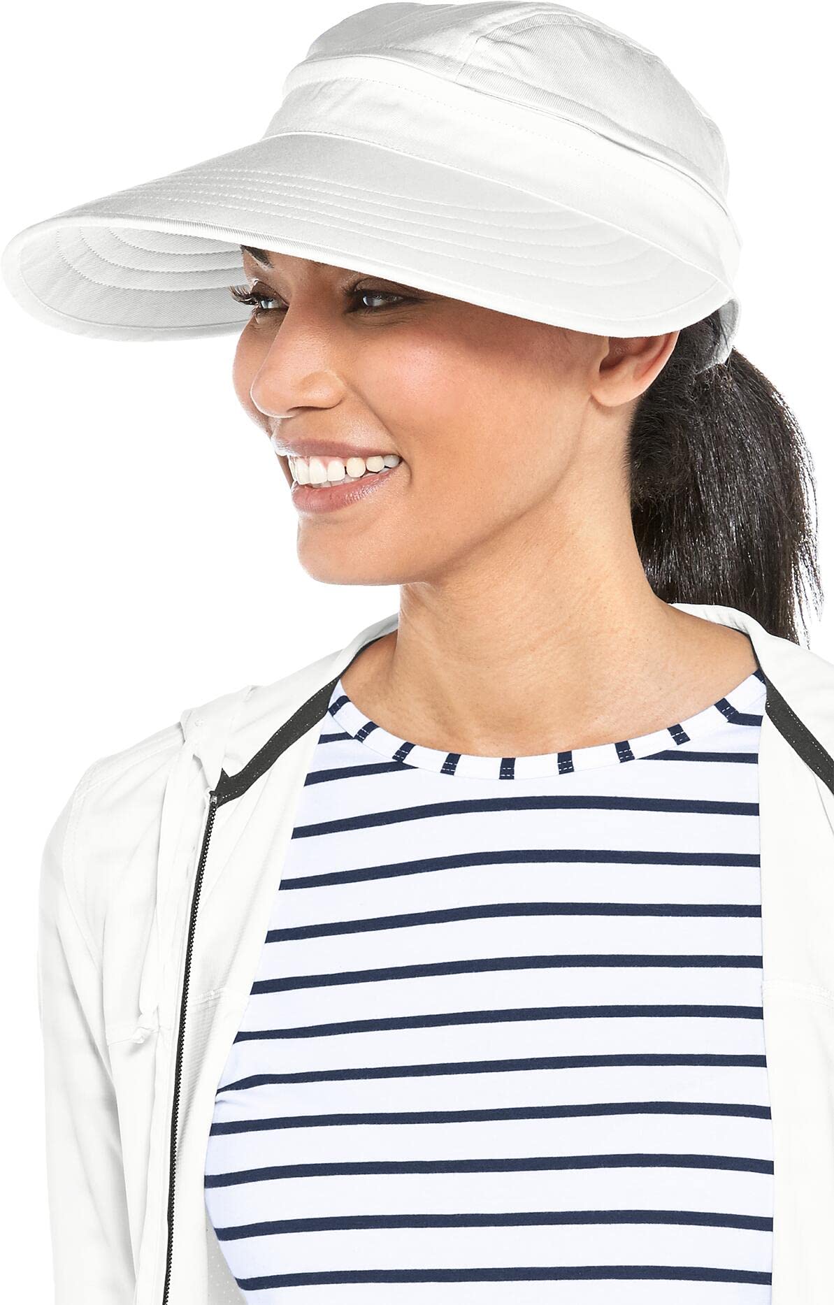 Coolibar UPF 50+ Women's Bel Aire Zip-Off Sun Visor - Sun Protective (One Size- White)