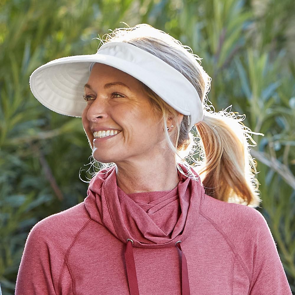 Coolibar UPF 50+ Women's Bel Aire Zip-Off Sun Visor - Sun Protective (One Size- White)