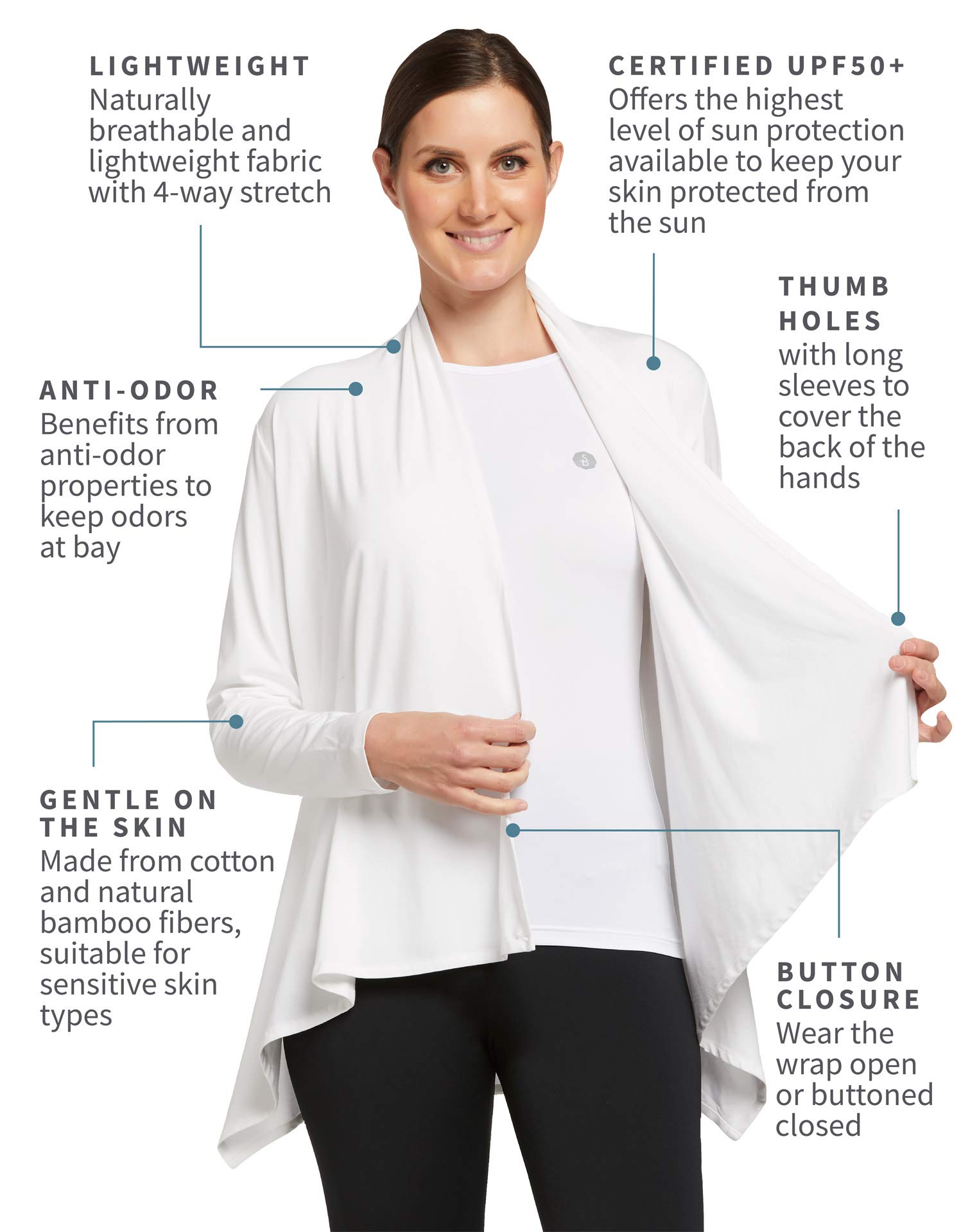 Solbari UPF 50+ Sun Protective Luxe Sun Wrap – Large/X-Large, White