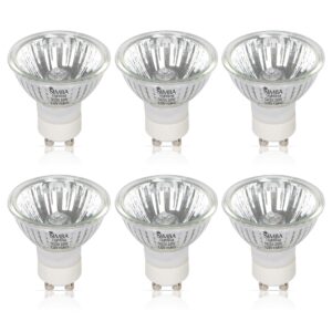 simba lighting halogen gu10 35w spotlight 120v mr16 with glass cover (6 pack) dimmable for np5 candle warmer, accent, recessed, track lighting, twist-n-lock base, warm white 2700k