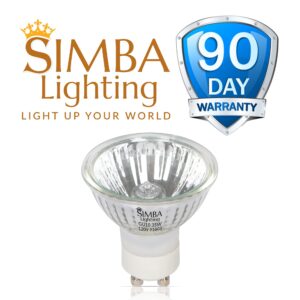 Simba Lighting Halogen GU10 35W Spotlight 120V MR16 with Glass Cover (6 Pack) Dimmable for NP5 Candle Warmer, Accent, Recessed, Track Lighting, Twist-N-Lock Base, Warm White 2700K