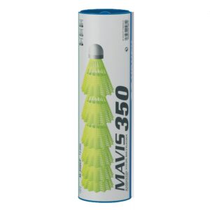 yonex mavis 350 plastic shuttlecocks (pkg of 10 tubes (60 pcs) - yellow medium speed)