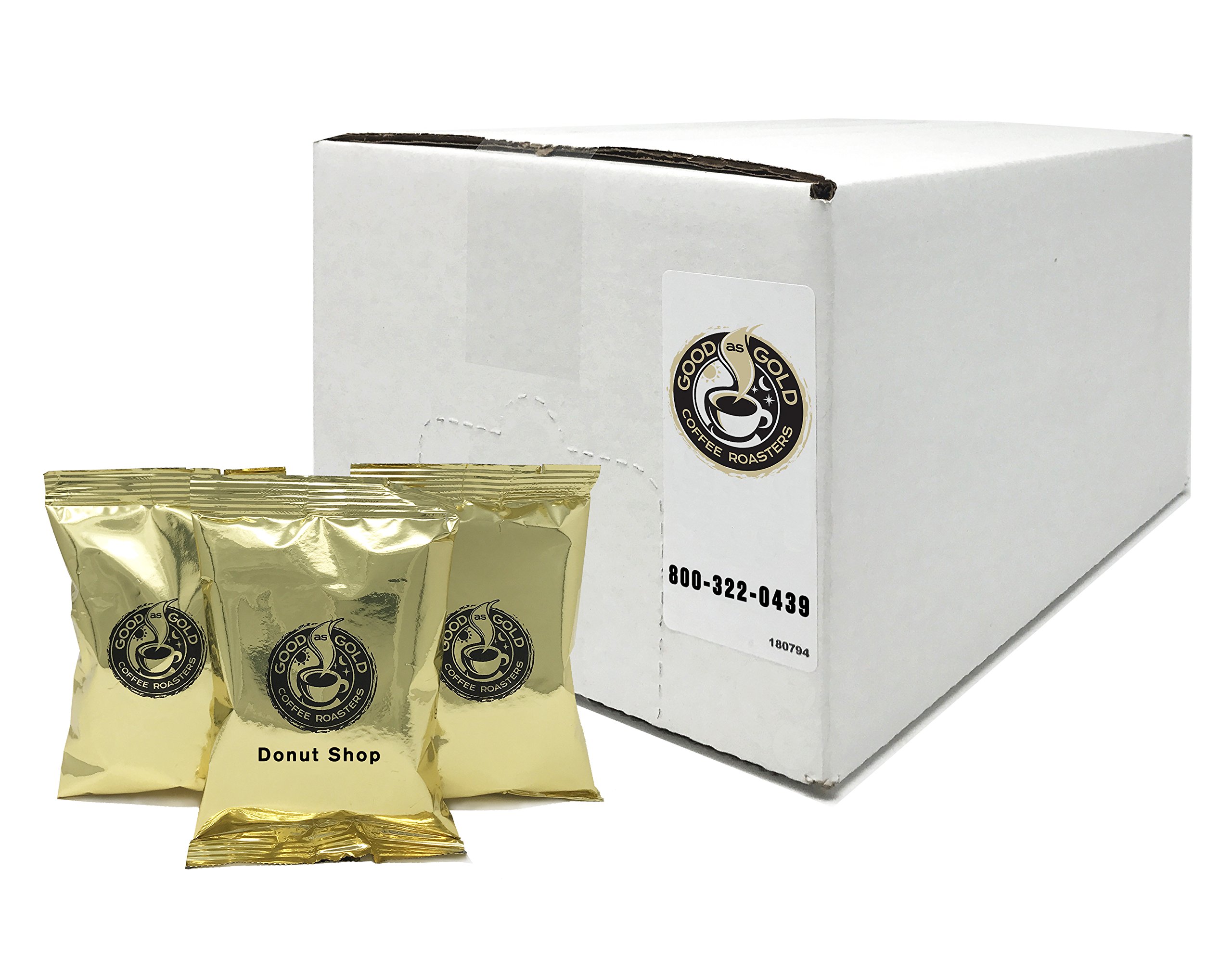 Donut Shop Coffee Pouches, Good As Gold Coffee (40/2.0oz Pre measured coffee packets), Premium 100% Arabica Medium Roast Blend