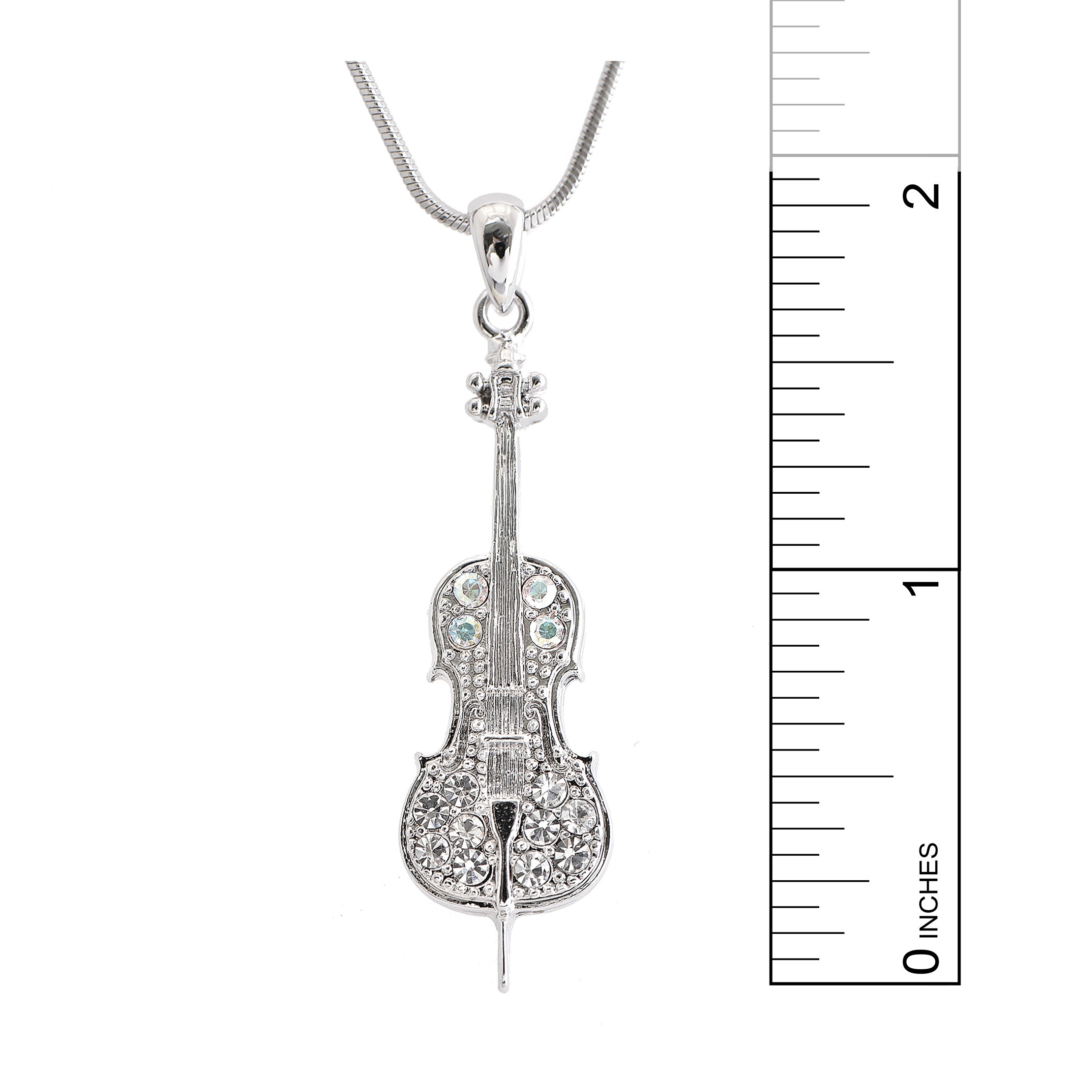 Spinningdaisy Silver plated Crystal Cello Necklace