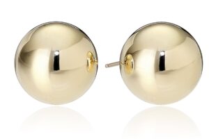 amazon essentials yellow gold plated sterling silver polished ball stud earrings (10mm), (previously amazon collection)