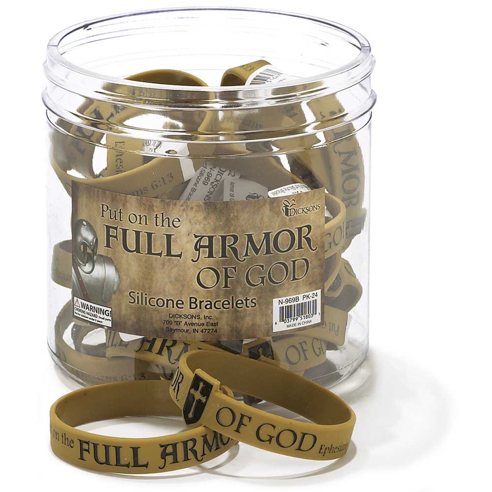 Full Armor Of God Cross One Size Fits Most Silicone Bracelets, Pack of 24