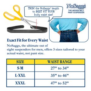 NoSaggs Hidden BELT Pant Suspender for Men – Keep Pants Up Without Suspenders – L-XXL 35-46" Waist