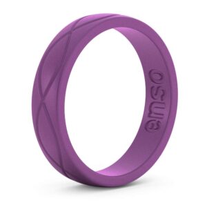 enso rings women’s infinity silicone wedding ring – hypoallergenic wedding band for ladies – comfortable band for active lifestyle – 4.5mm wide, 1.5mm thick (plum, 5)