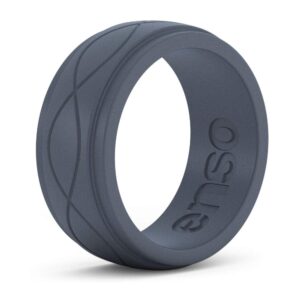 enso rings men’s infinity silicone ring – hypoallergenic wedding band for men – comfortable band for active lifestyle – 9mm wide, 2.25mm thick (slate, 11)