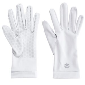 Coolibar UPF 50+ Unisex Sawyer UV Sun Gloves - Sun Protective (Small- White)